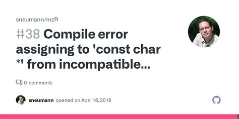 Compile Error Assigning To Const Char From Incompatible Type Char