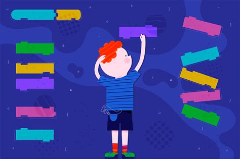 스마트 보가 귀여운은 추상적인 화면에 코딩 코딩 하는 자식과 플랫 스타일에 디자인 개념을 교육 하는 코드 개념에 대한 스톡 벡터