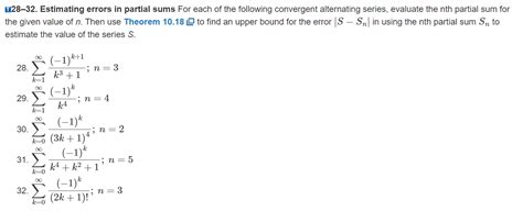 Solved 12832 Estimating Errors In Partial Sums For Each Of