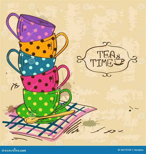 Illustration With Stack Of Tea Cups Royalty Free Stock Images Image