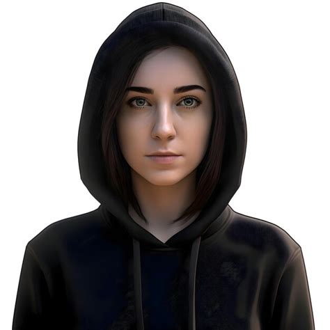 Premium Psd 3d Illustration Of A Young Woman Wearing A Black Hoodie
