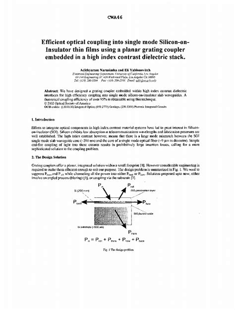 Efficient Optical Coupling Into Single Mode Silicon On Insulator Thin