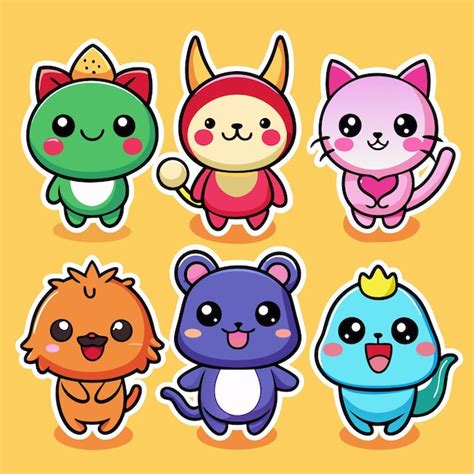 Sticker De Dibujos Animados Muy Bonitos Vector Premium