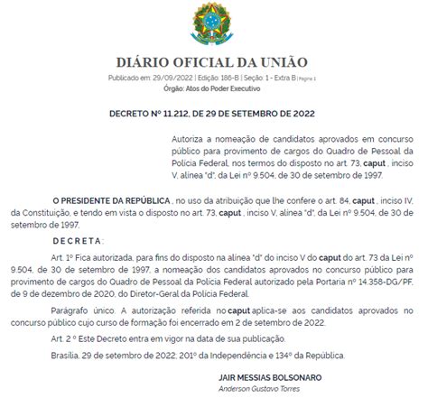 Concurso Pf Decreto Autoriza A Nomeação De Mais Aprovados Qc Notícias