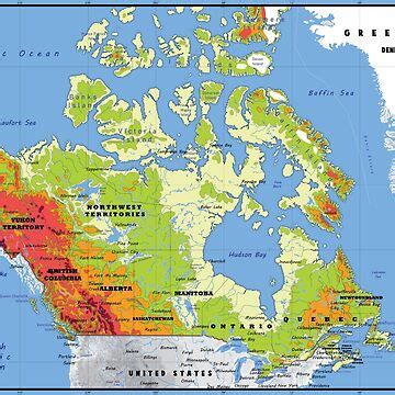 Physical Map Of Canada Topographic Map Of Canada With Names For The
