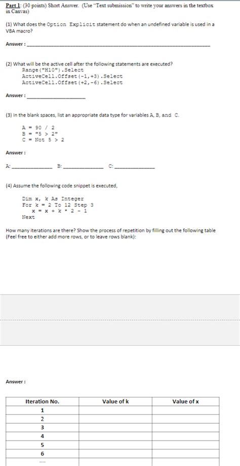 Solved Part 1 30 Points Short Answer Use Text