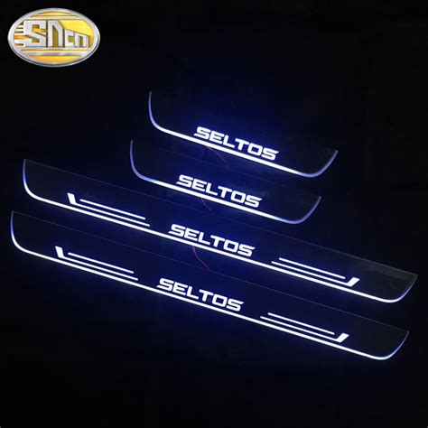 Sncn 방수 아크릴 이동 Led 웰컴 페달 스커프 플레이트 도어 씰 통로 조명 기아 셀토스 2020 2021장식용 조명 Aliexpress