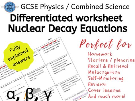 Nuclear Decay Equations Half Life And Radiation Gcse Physics