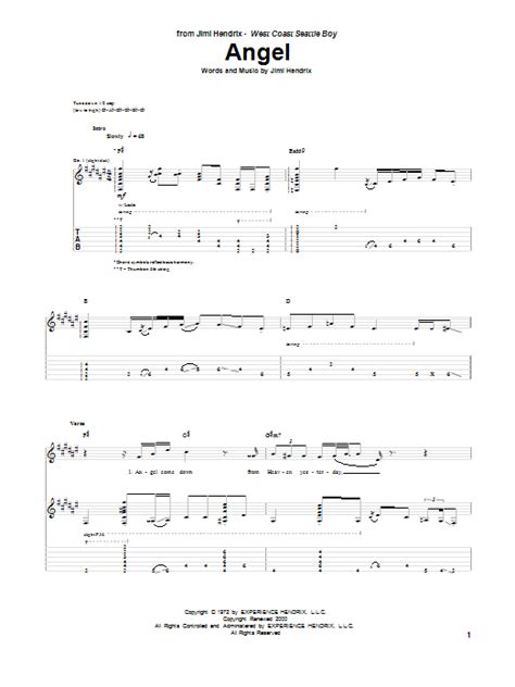Angel By Jimi Hendrix Guitar Tab Guitar Instructor