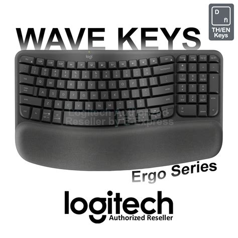 Logitech Wave Keys Ergonomic Wireless Keyboard Graphite คีบอร์ดไร้สาย แป้นไทย อังกฤษ สีดำ ของ