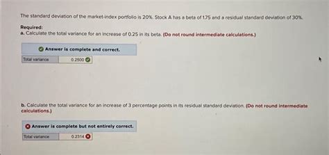 Solved The Standard Deviation Of The Market Index Portfolio