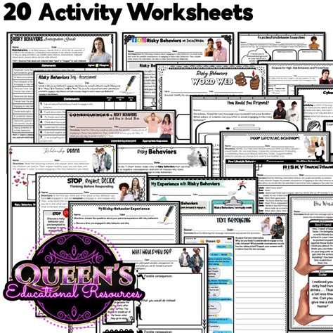 Risky Behaviors Activity Worksheets Peer Pressure Worksheets