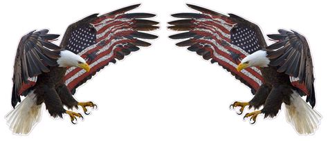 Uv Laminated American Eagle American Flag X Large Pair Decal