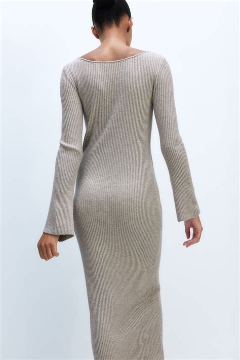Rib Knit Dress Light Beige Melange Ladies Handm Us