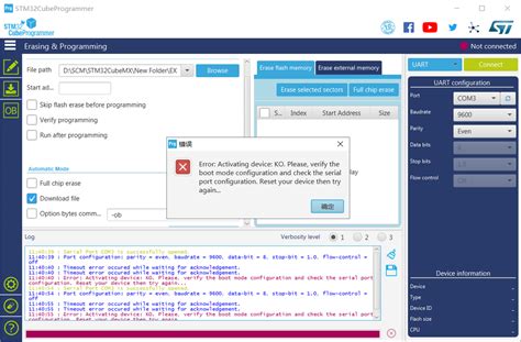Unable To Connect The Stm32cubeprogrammer With Stm