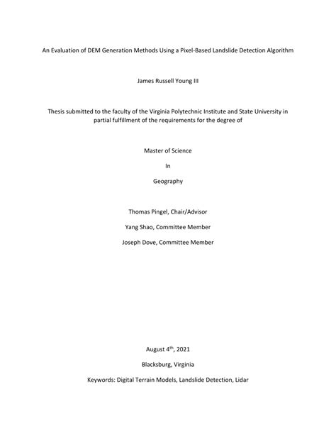 Pdf An Evaluation Of Dem Generation Methods Using A Pixel Based Landslide Detection Algorithm