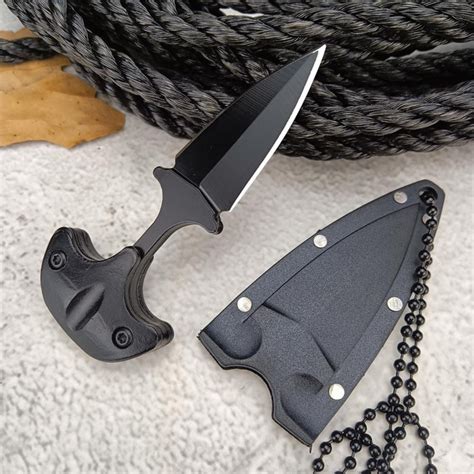 Mini Push Dagger Necklack Knife 440c Blade Aluminum Handle Small Pocket
