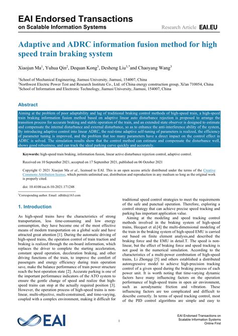 pdf adaptive and adrc information fusion method for high speed train