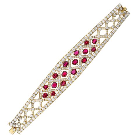 1980s Van Cleef And Arpels Ruby And Diamond Bracelet 18k Yellow For Sale At 1stdibs