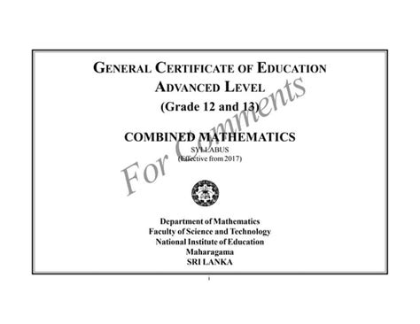 Al Combined Maths Syllabus Ppt