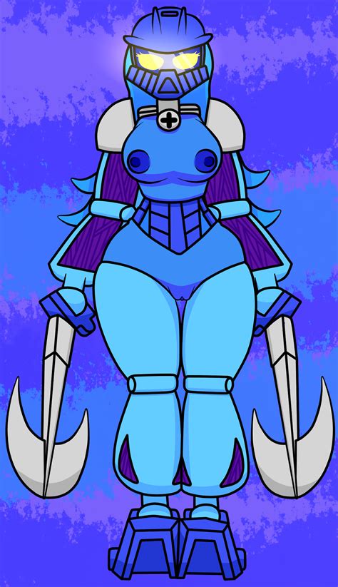 Rule 34 1girls Axe Bionicle Blue Body Blue Hair Breasts Dual Wielding