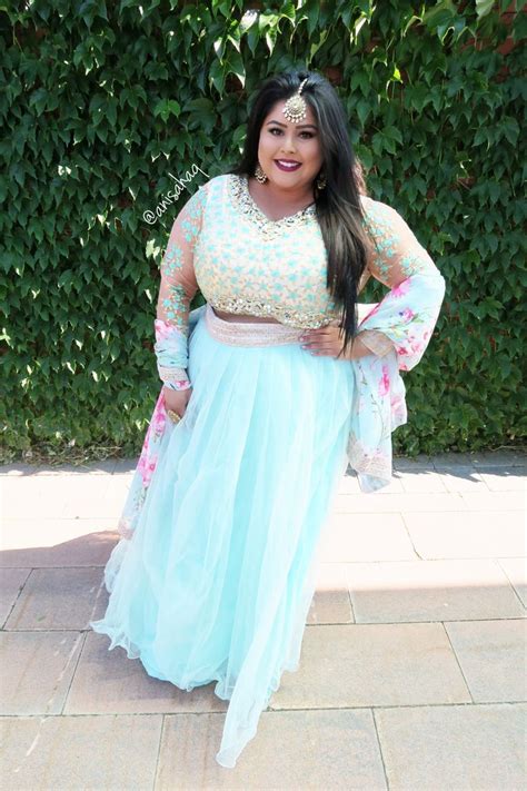 Plus Size Lehenga In Mint Green Blush Pink And Gold Anisahaq On