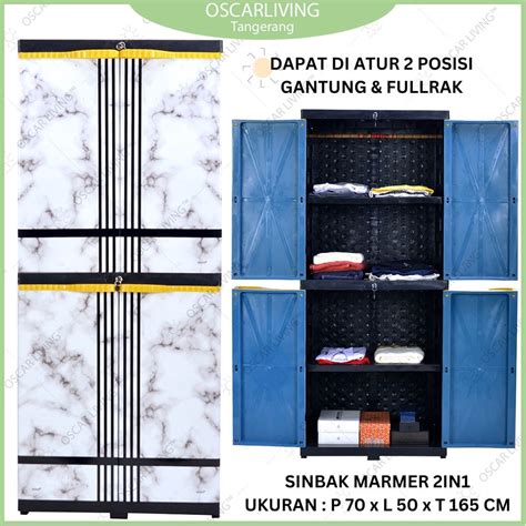 Jual Lemari Plastik Sinbak Jumbo Kunci 2in1 Anti Pecah Motif Marmer