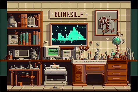 Premium Ai Image Pixel Art Science Lab Chemistry Lab Background In Retro Style For 8 Bit Game