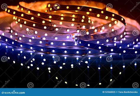 Led Shining Diode Lights Strip Stock Image Image Of Rope