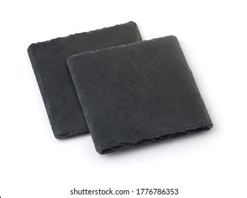 524 Black Square Stone Plate Isolated On White Background Images Stock