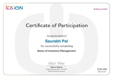 Saurabh Pal On Linkedin Inventorymanagement Tcs Skilldevelopment