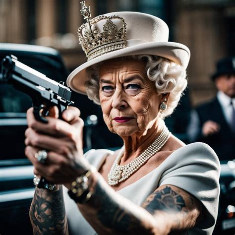Queen Elizabeth Ii As A Street Gangster Tattoos By Monstak77 On