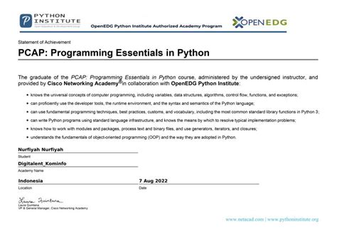 N F On Linkedin I Have Successfully Completed The Pcap Programming Essentials Python