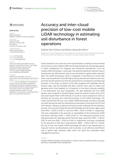 Pdf Accuracy And Inter Cloud Precision Of Low Cost Mobile Lidar