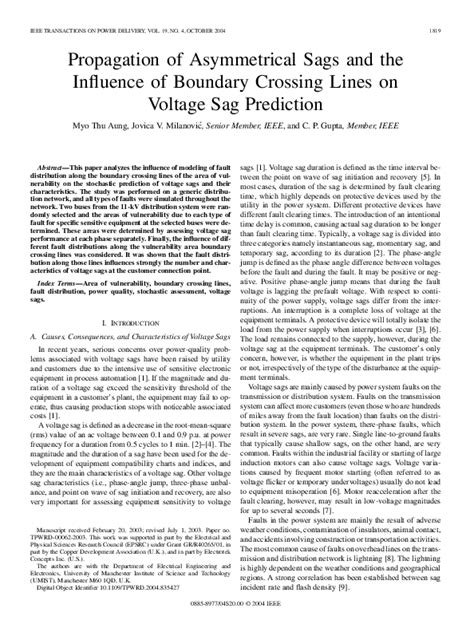 Pdf Propagation Of Asymmetrical Sags And The Influence Of Boundary