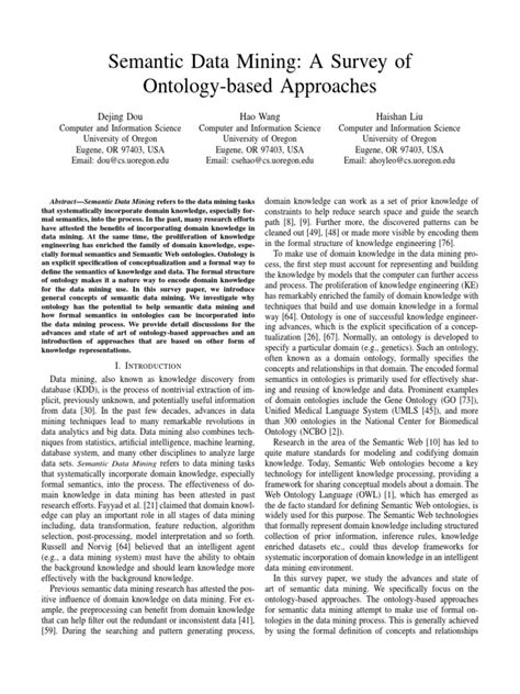 semantic data mining a survey of ontology based approaches pdf