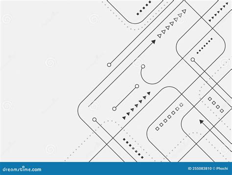 Abstract Technology Network Connection Black Geometric Circuit Lines