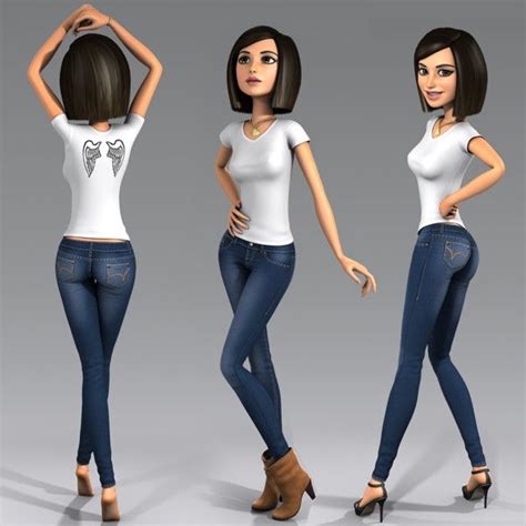 3ds Max Cartoon Character Young Woman Angie Cartoon Girl Rigged