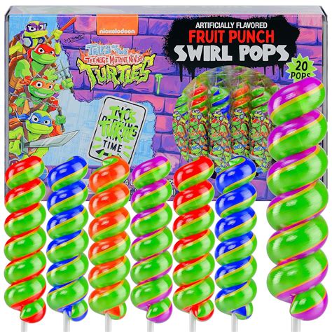 Ninja Turtles Lollipops Swirl 20pk Ninja Turtle Candy For