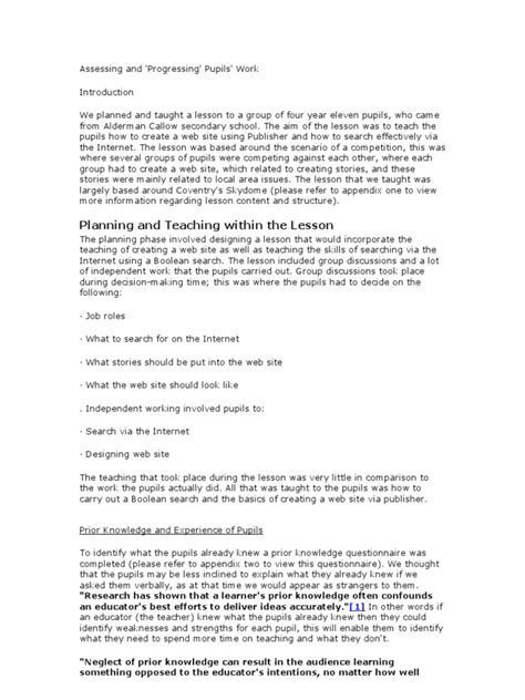 Assesing And Progressing Pupils Work Pdf World Wide Web Internet