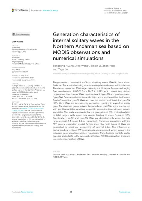 Pdf Generation Characteristics Of Internal Solitary Waves In The