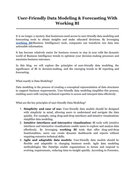 PPT User Friendly Data Modeling Forecasting With Working BI