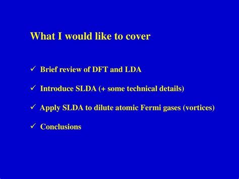 Superfluid LDA SLDA Local Density Approximation Kohn Sham Ppt
