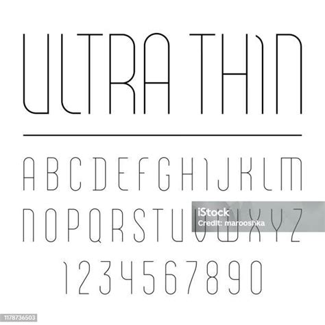 초박형 선 트렌디한 심플한 알파벳 산세리프 모던한 응축된 블랙 문자와 숫자의 글꼴 로고에 대한 스톡 벡터 아트 및 기타 이미지 로고 알파벳 C 알파벳 B Istock