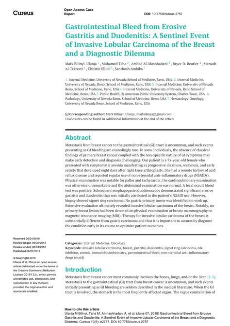 Pdf Gastrointestinal Bleed From Erosive Gastritis And Duodenitis A