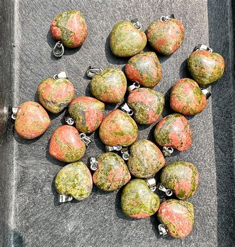 Unakite Heart Pendant Small New Moon Beginnings