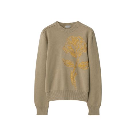 W 버버리 로즈 울 블렌드 스웨터 라임스톤 Burberry Kream