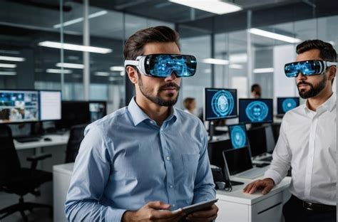 Premium Photo Man Wearing Modern AR Glasses