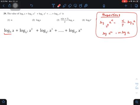 SOLVED The value of logb a logb a logb a logb n a n is 𝐧 logb n n