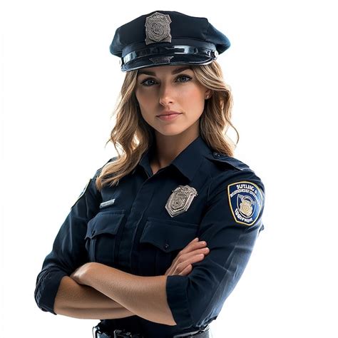 Closeup Of Latina Female Nyc Police Officer In Uniform And Hat Isolated